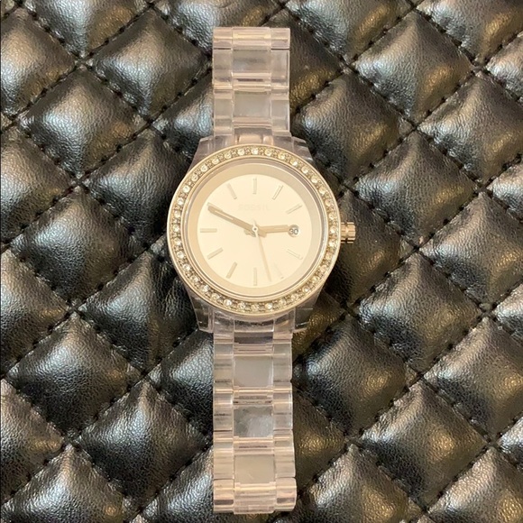 Fossil | Accessories | Fossil Clear Resin Paved Crystal Rhinestone ...